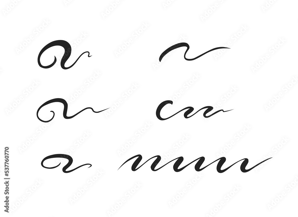 Curly swishes, swashes, swoops hand drawn collection. Calligraphy swirl ...