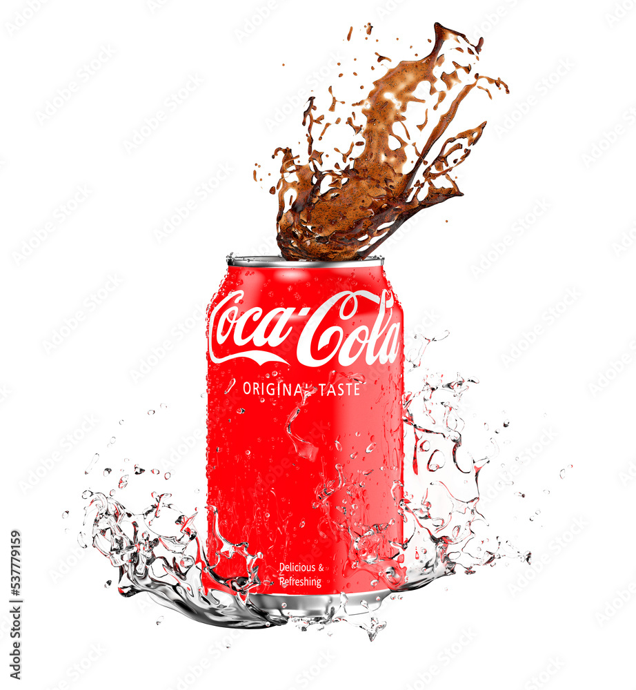 Malaga Spain - October 10, 2022:Coca-Cola original flavor can with ...