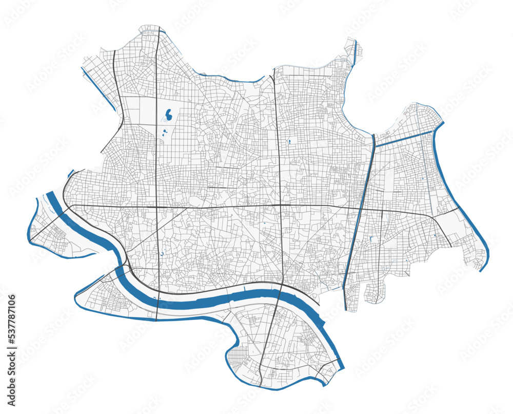 Adachi map. Detailed map of Adachi city administrative area. Cityscape ...