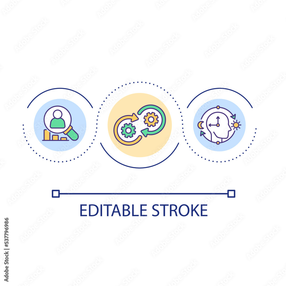 Research user behavior loop concept icon. Adjust personalized marketing ...