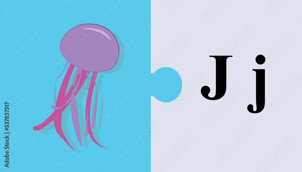 Letter J, Alphabet puzzle, spelling pictures, learning the alphabet ...