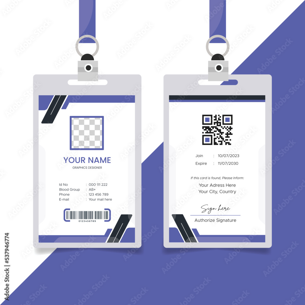 Modern and minimalist id card template | Creative id card design for ...