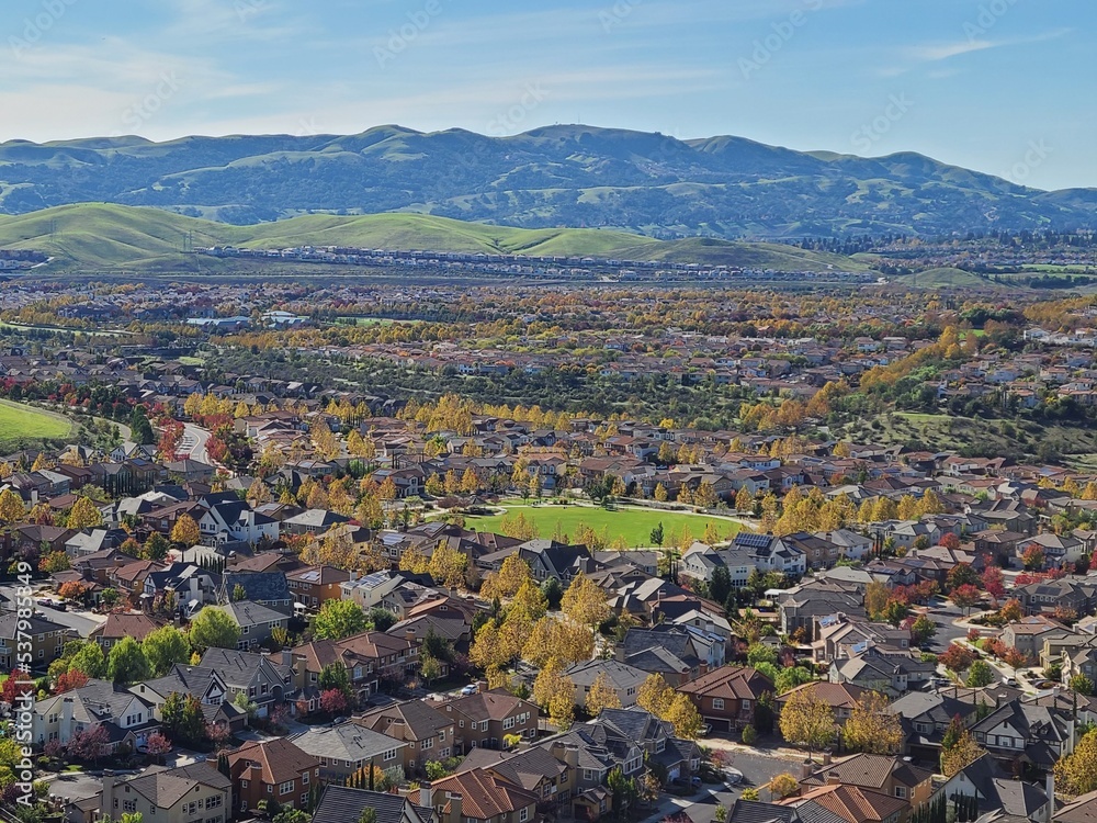 Streets line with Fall colors in the San Ramon Valley of Northern ...