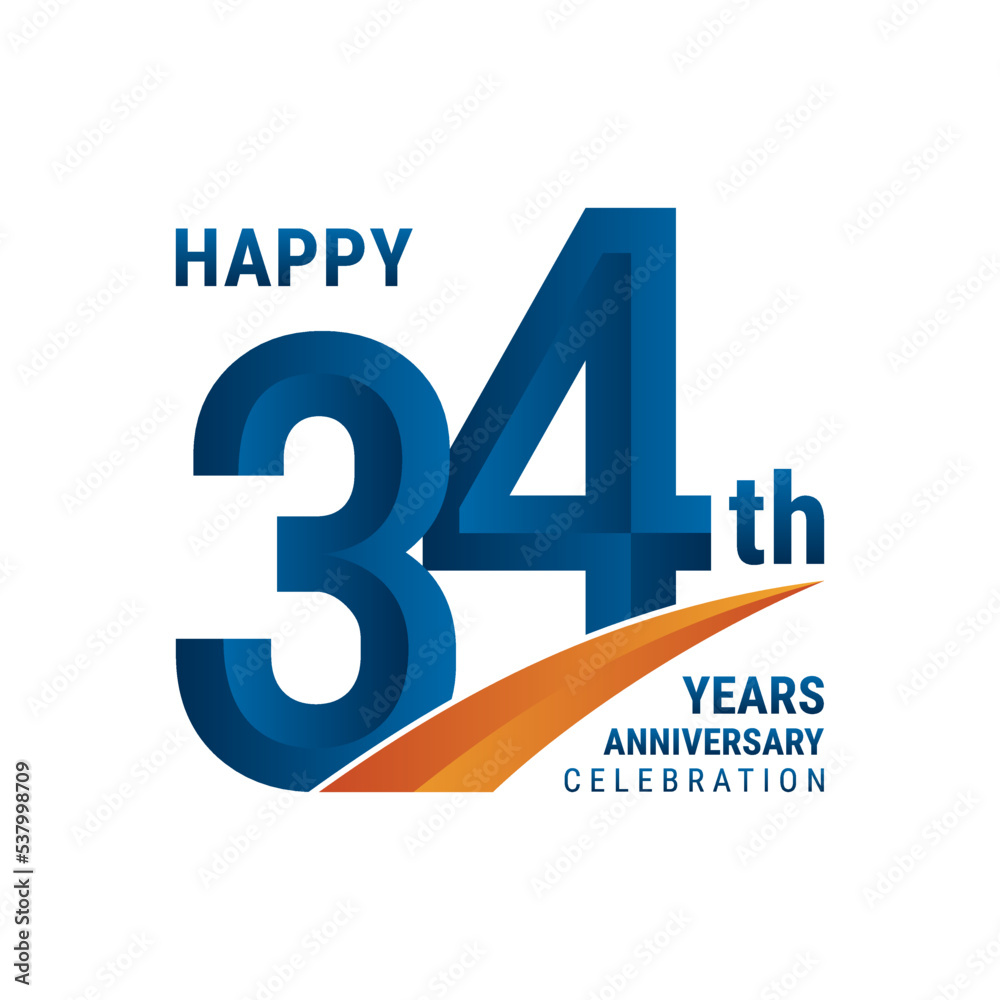 34th Anniversary Logo, Perfect logo design for anniversary celebration ...