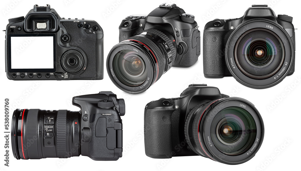 design pattern collection set of professional DSLR photo camera body ...