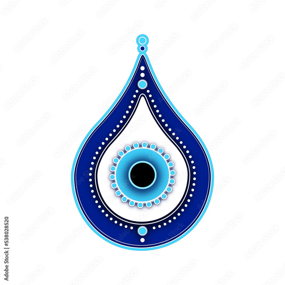 Illustration of the Nazar Boncuk, lucky charm, amulet in drop shape ...