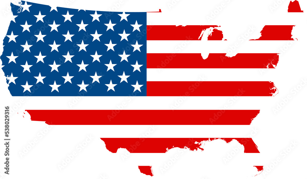 USA Map Flag. United States of America Border Boundary Country Shape ...
