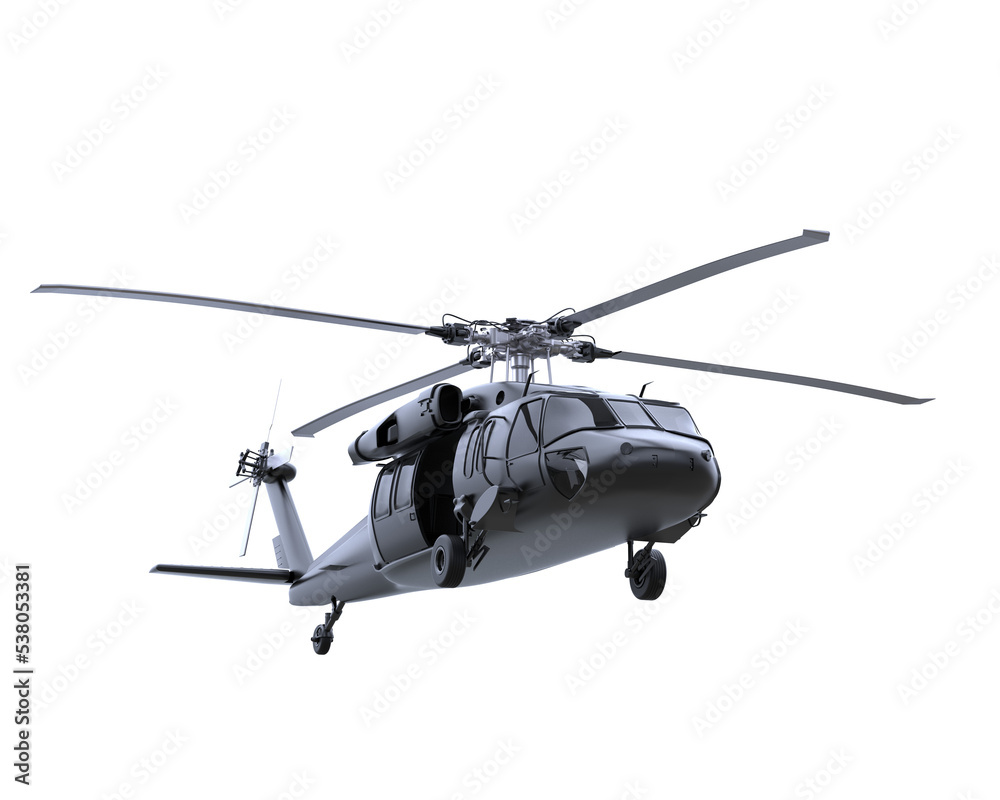 War helicopter on transparent background. 3d rendering - illustration ...