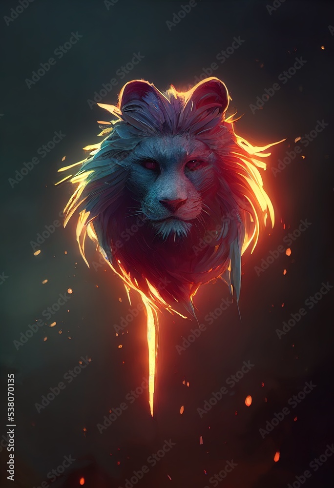 Lion Head Illuminated Avatar Graphics - Digital Art, 3D Render, Concept ...