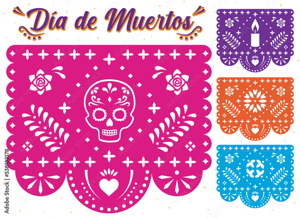 Vector de Stock Papel picado para la tradición mexicana del día de ...
