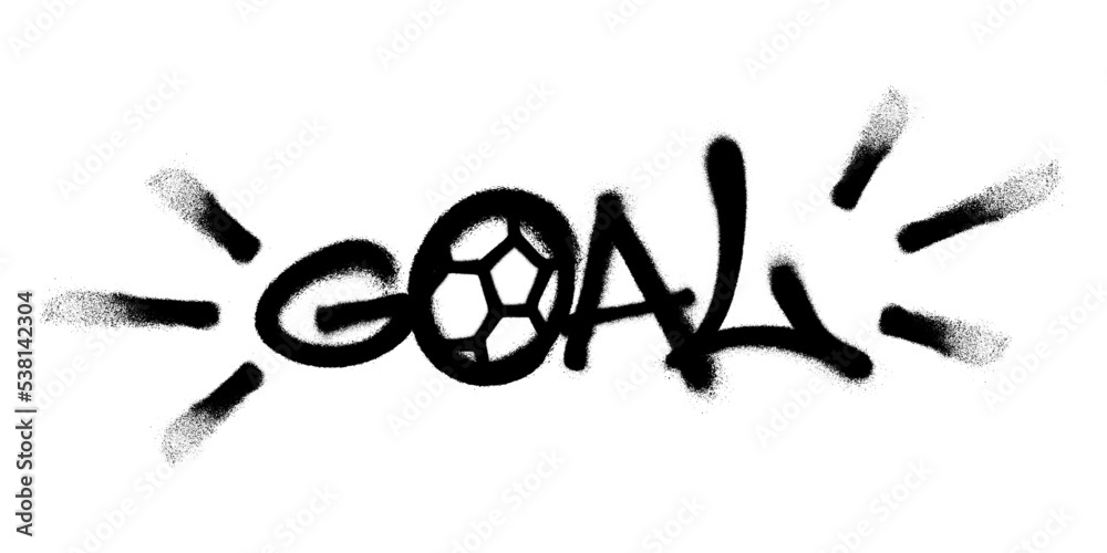 Sprayed goal font graffiti with overspray in black over white. Vector ...