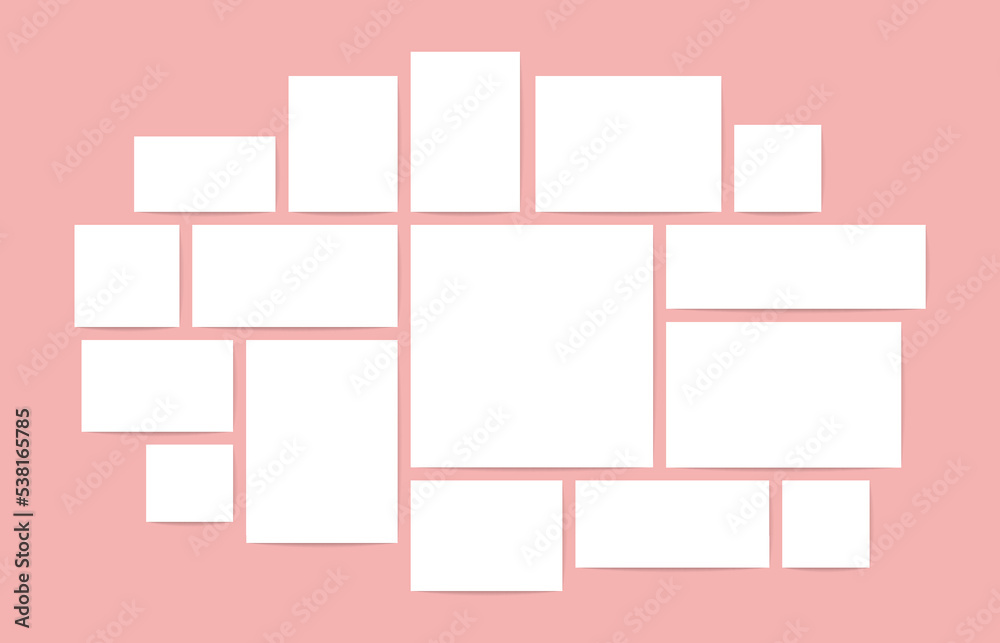 Moodboard mosaic frames. Abstract photo collage grid, blank mood board ...