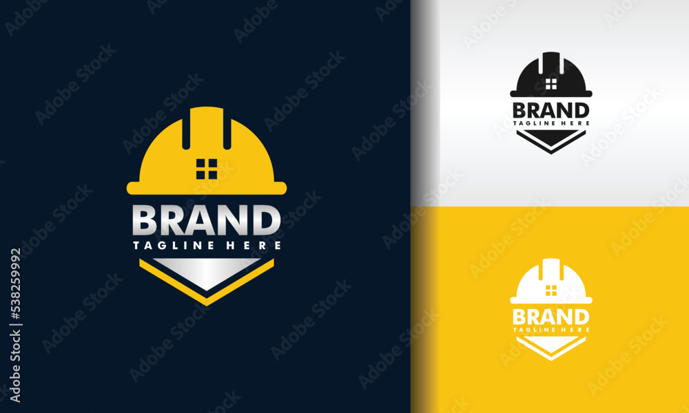logo emblem construction helmet Stock Vector | Adobe Stock