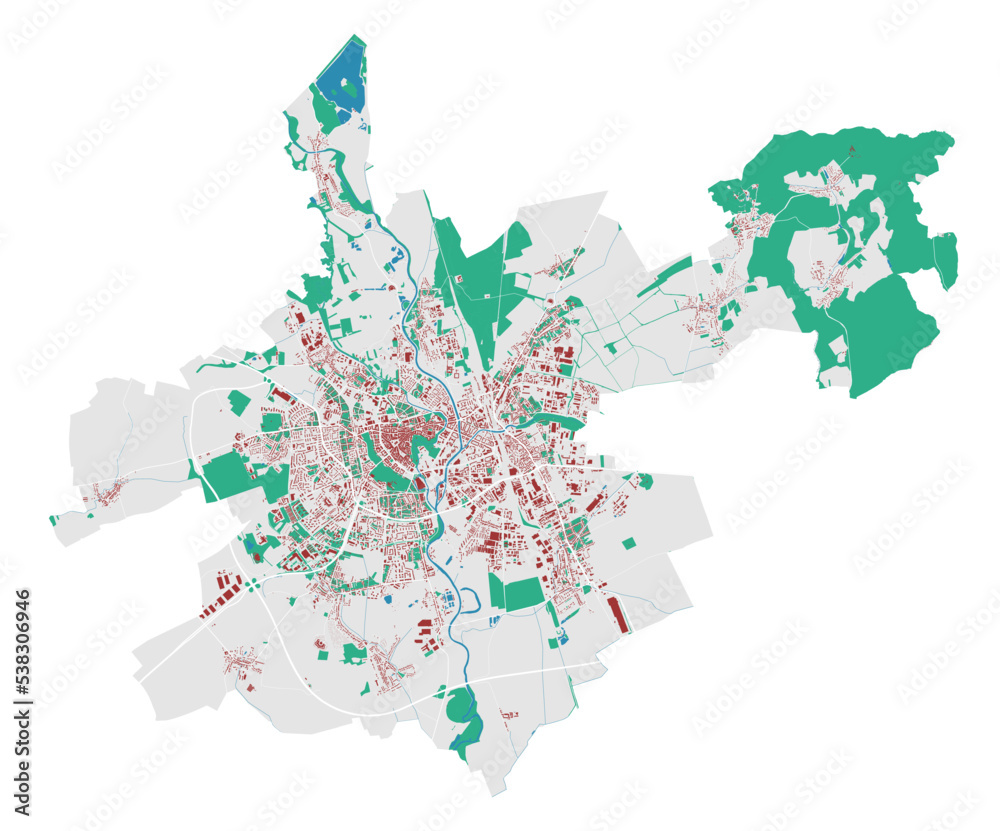 Brno map. Detailed map of Brno city administrative area. Cityscape ...