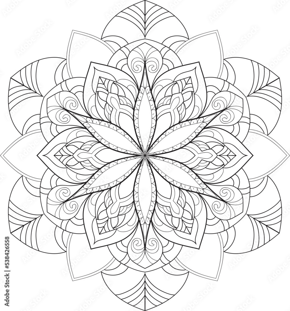 Adult coloring page Mandala.Hand drawn illustration.ornament design for ...