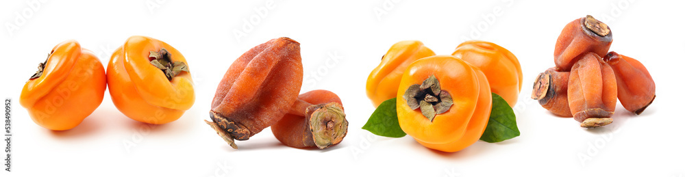 persimmon and dried persimmon on white background Stock Photo | Adobe Stock