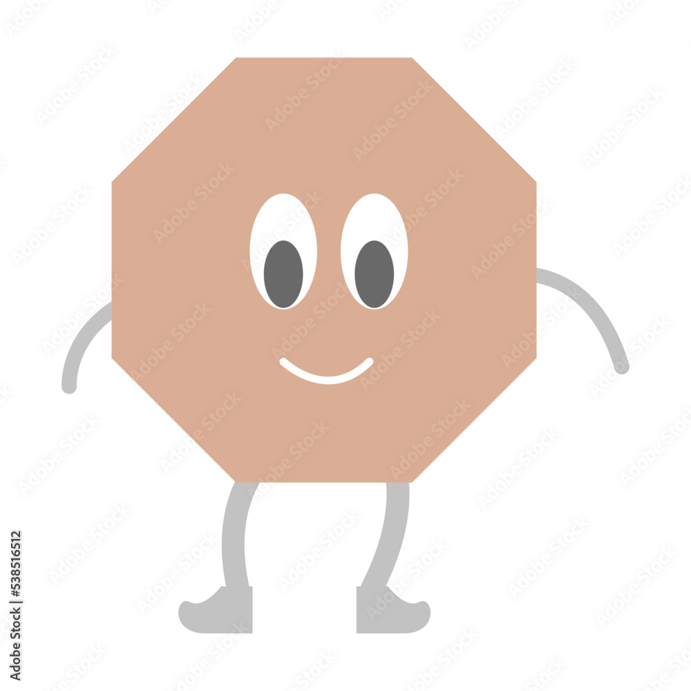 Octagon cartoon geometric shape for kids to learn basic math education ...