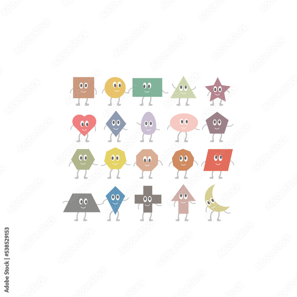 Cartoon geometric shapes collection for kids to learn basic math ...