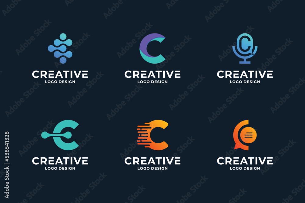 Collection of letter C logo design. Letters C logo symbol vector ...