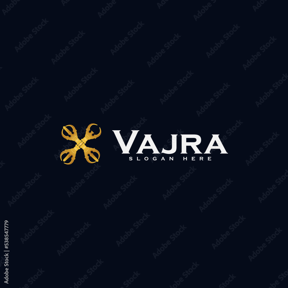 silhouette gold vajra iconic element weapon logo design vector ...