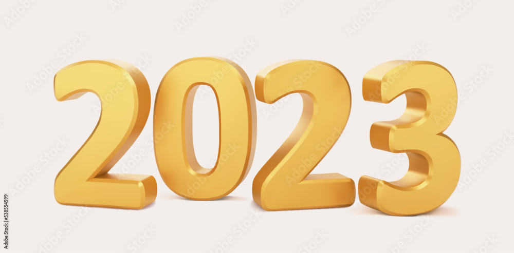 Numbers 2023 isolated. Happy New Year 2023. Realistic vector ...