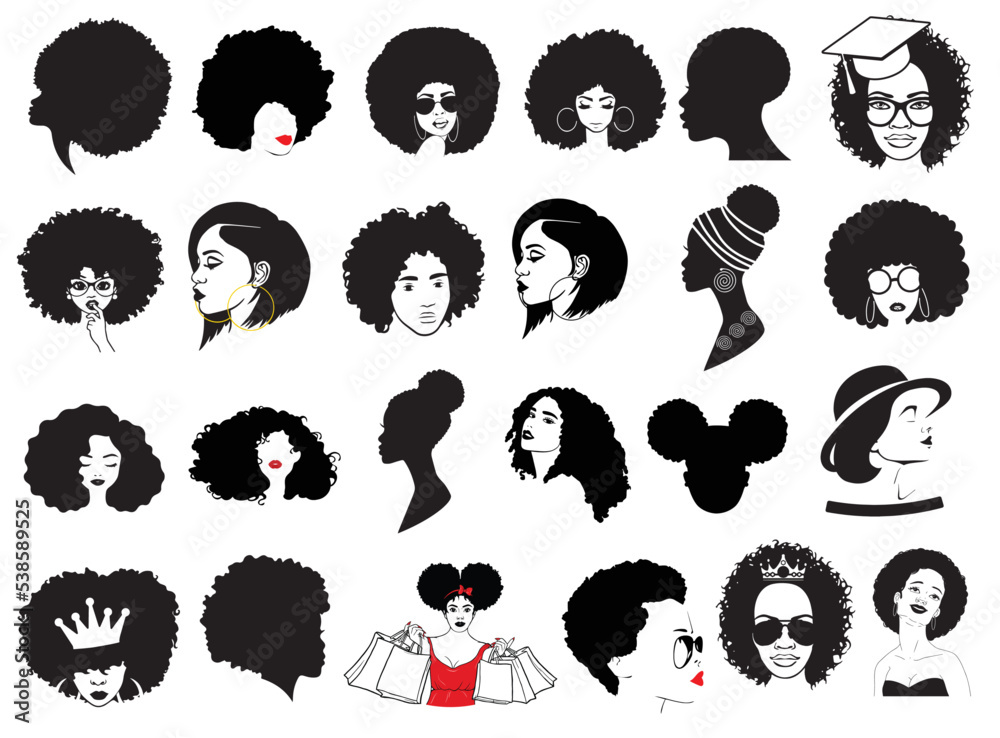 African Women Vector, Afro Queen SVG, Afro Woman SVG Bundle, African ...