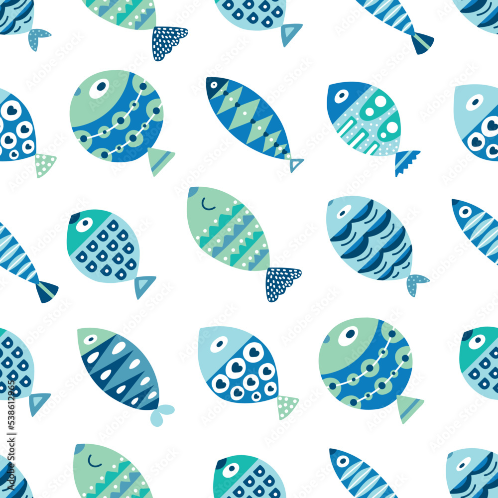 Cute fish. Kids background. Seamless pattern. Can be used in textile ...
