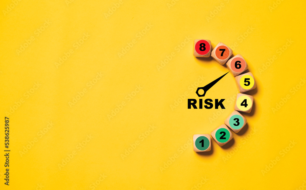 Risk level indicator rating print screen wooden cube block since low to ...
