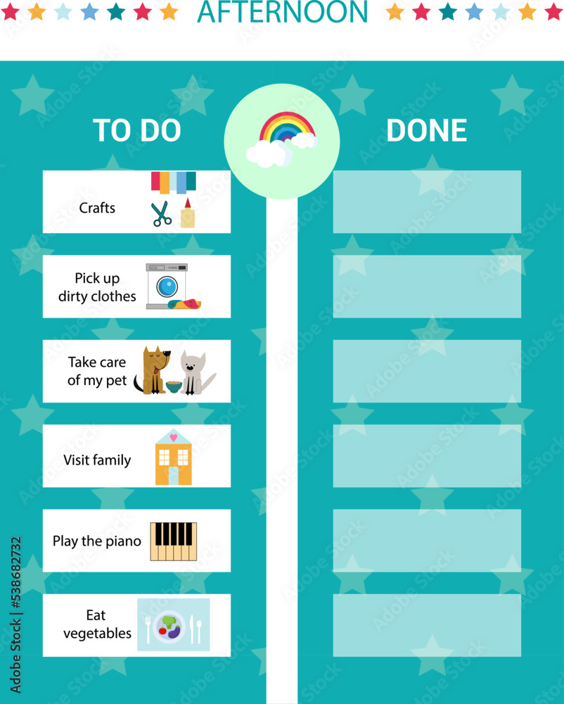 To do afternoon Chart for child. Kids Daily Responsibilities Chart ...