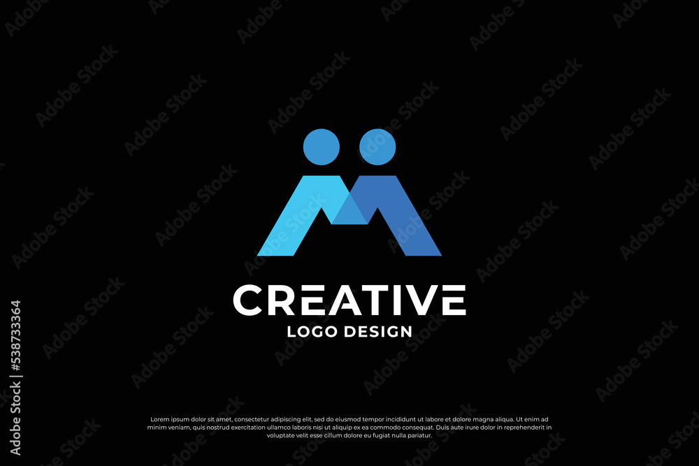 letter M logo design. Initial letters M logo mark, symbol vector. Stock ...