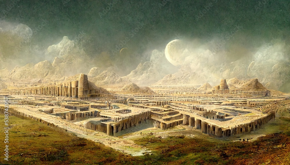 Стокова ілюстрація Ancient Sumerian city of Eridu, early city in ...