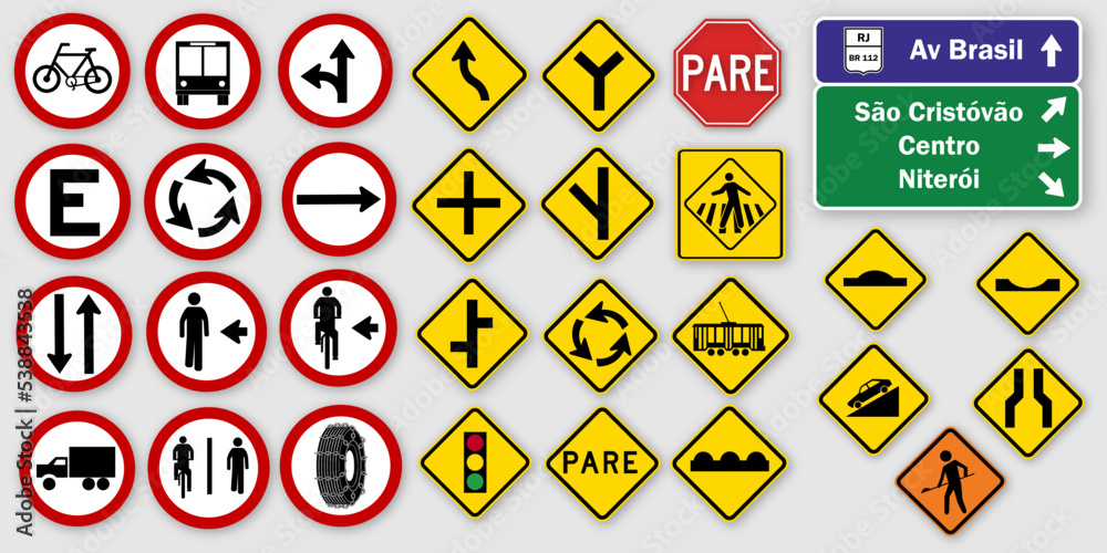 Brazilian Road Signs / Ai Illustrator Stock Vector | Adobe Stock