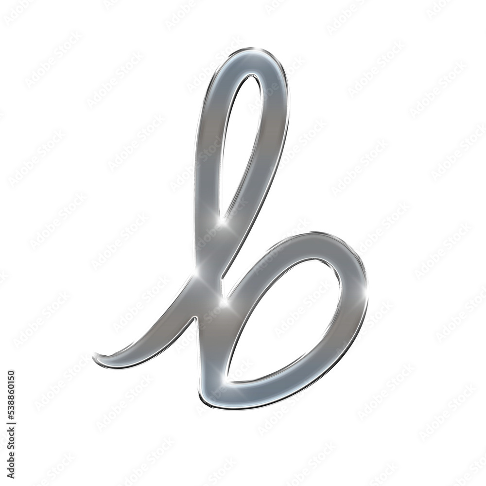 Silver Chrome Sparkles Calligraphy Alphabet Letter B, Cursive B Stock ...