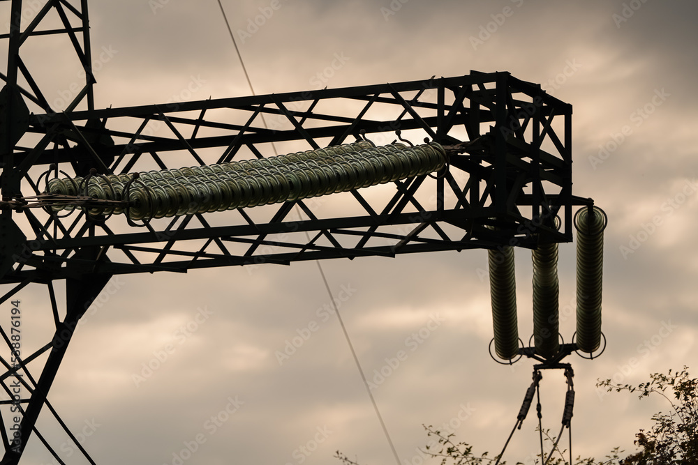 Electrical power energy scaffolding pole with a high-voltage line, part ...