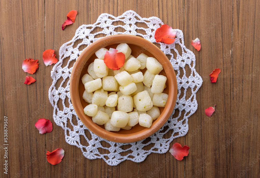 Chena Murki is a bite-size dry sweet made with paneer dipped in sugar ...