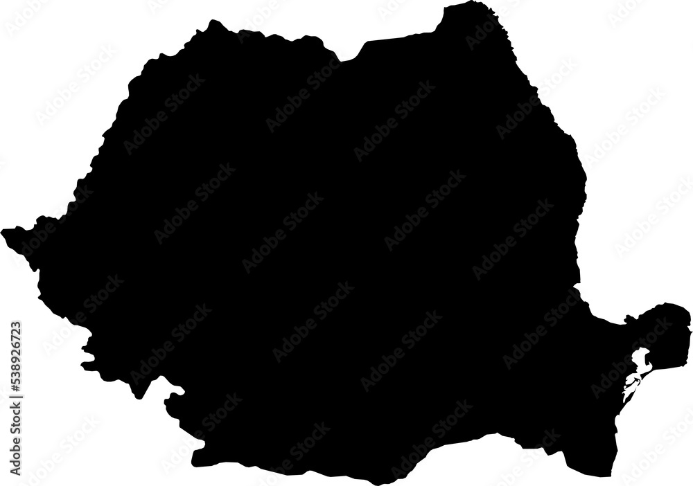 Romania Map. Romanian Black Map Country National Detailed Boundary ...