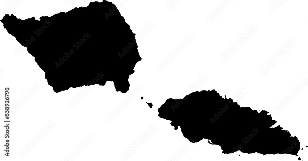 Samoa Map. Samoan Black Map Country National Detailed Boundary Border ...