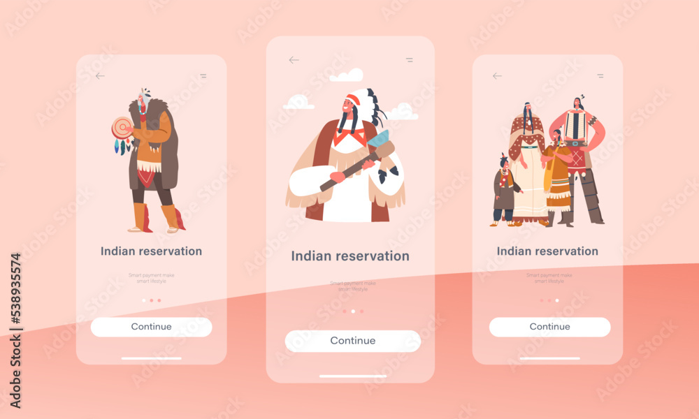 Indian Reservation Mobile App Page Onboard Screen Template. Indian ...