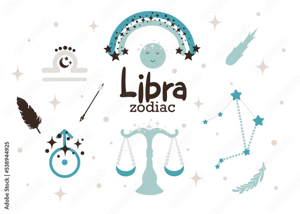 Libra zodiac sign clipart - cute kids horoscope, zodiac stars ...