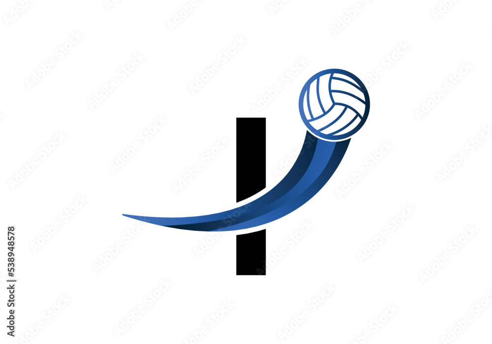 Letter I Volleyball Logo Design For Volleyball Club Symbol Vector ...
