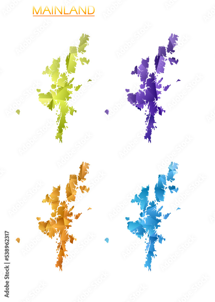 Vector de Stock Set of vector polygonal maps of Mainland. Bright ...