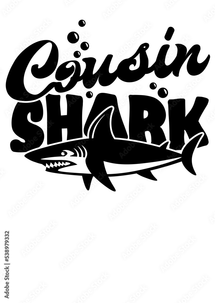 Cousin shark sign. Birthday party decoration. SVG image. Isolated on ...