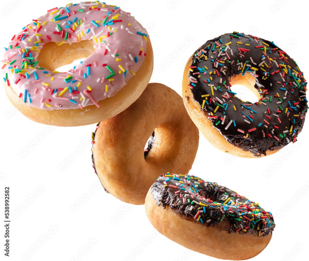 donuts falling Stock Photo | Adobe Stock