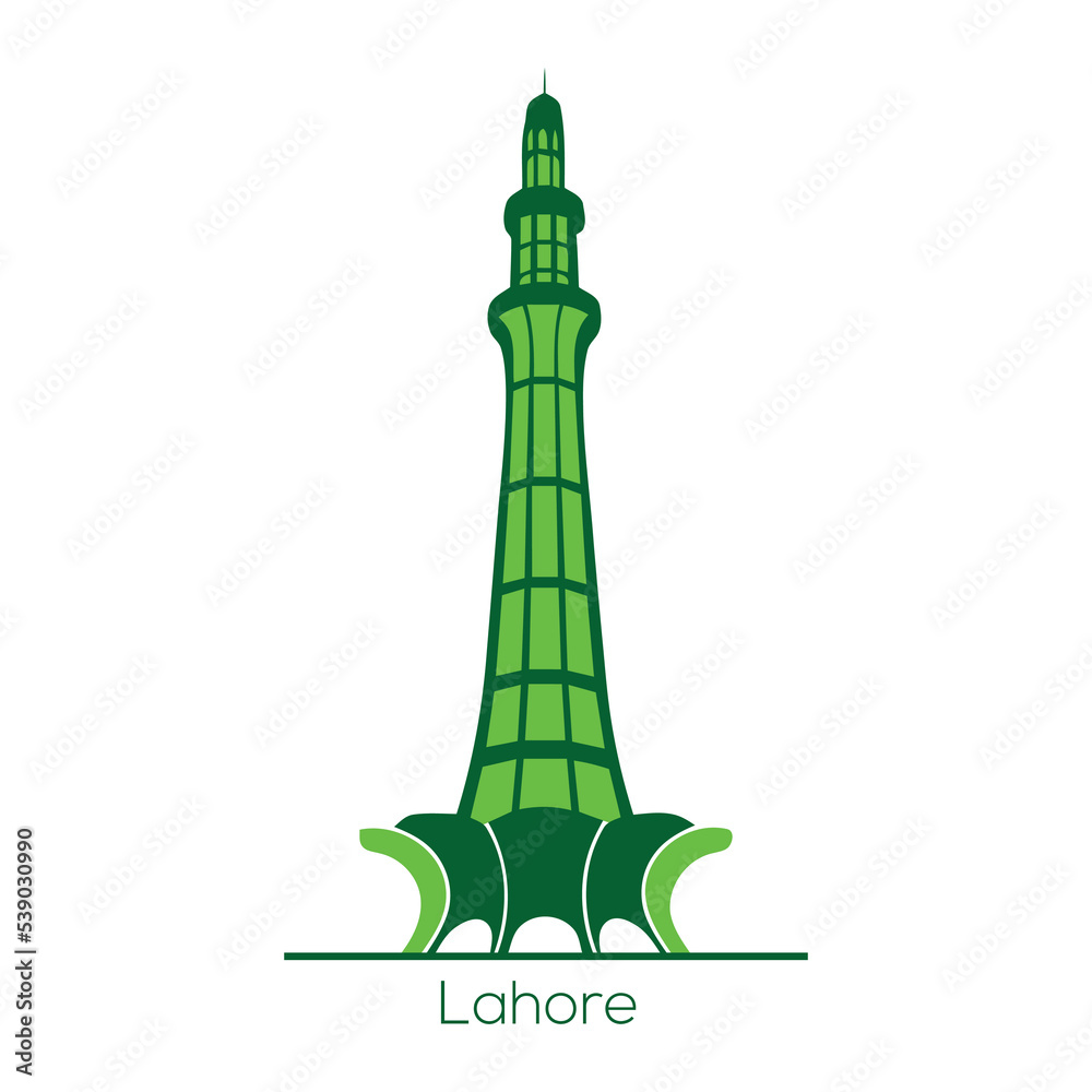 Lahore Minar e Pakistan is a national monument. Stock Vector | Adobe Stock