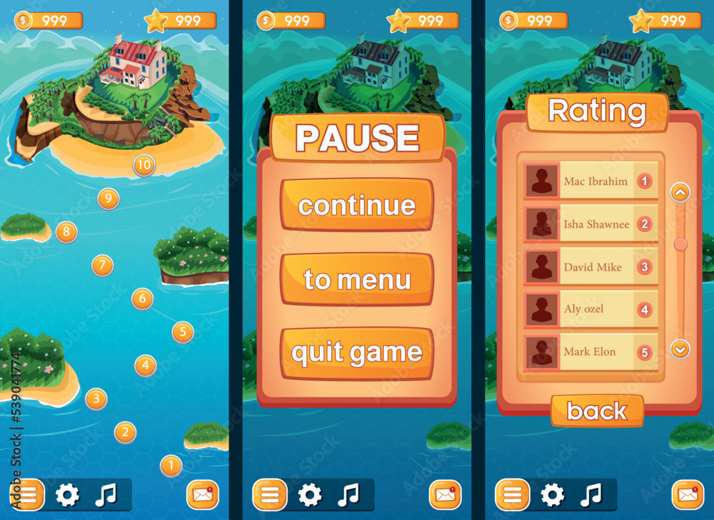 Image vectorielle Stock game map, adventure, maze, maps, mobile game ui ...