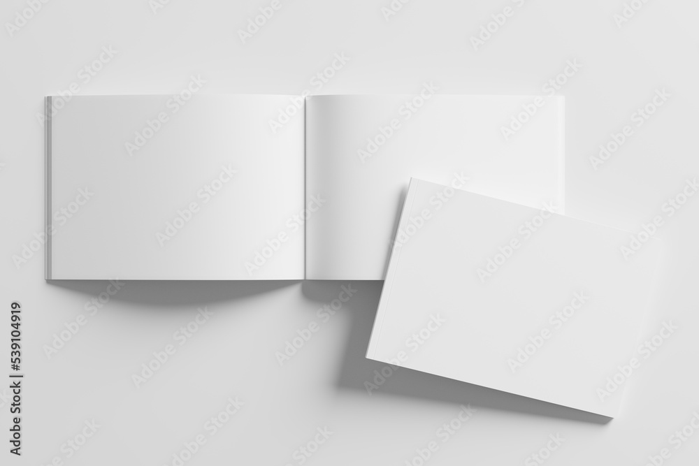 A4 Landscape Horizontal Magazine Brochure 3D Rendering White Blank ...