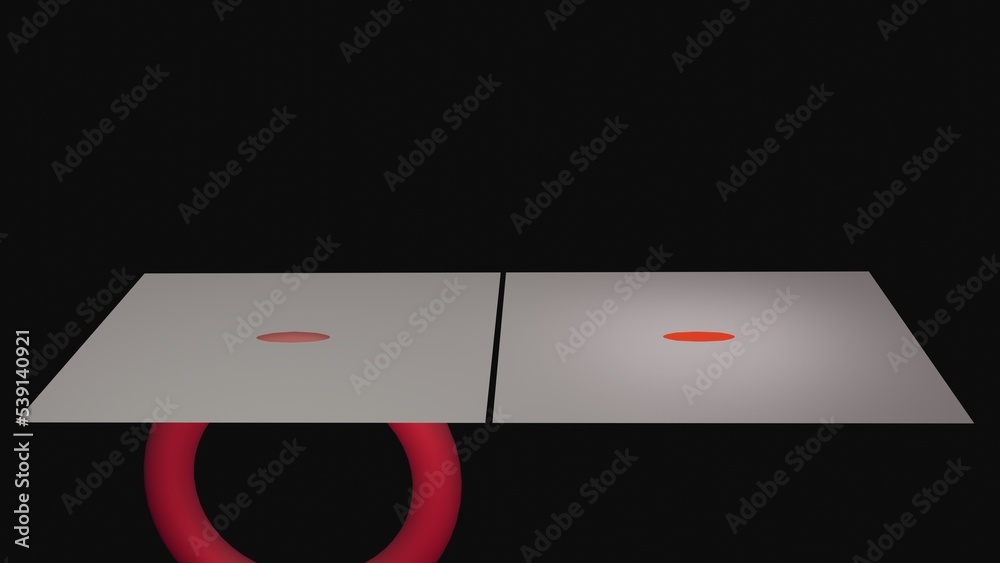 3d torus intersecting 2d plane, revealing cross sections where both ...