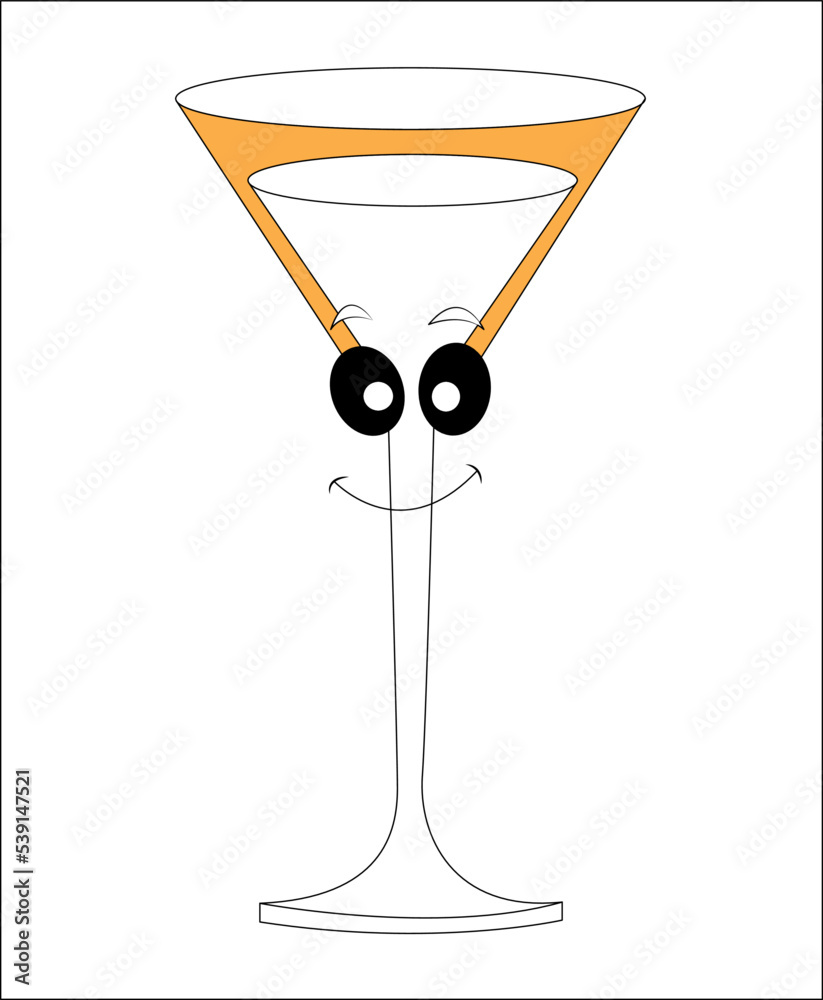 funny cocktail coloring page for kids Stock Vector | Adobe Stock