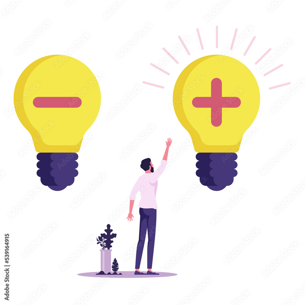 Positive and negative thinking, inspiration and motivation concept ...
