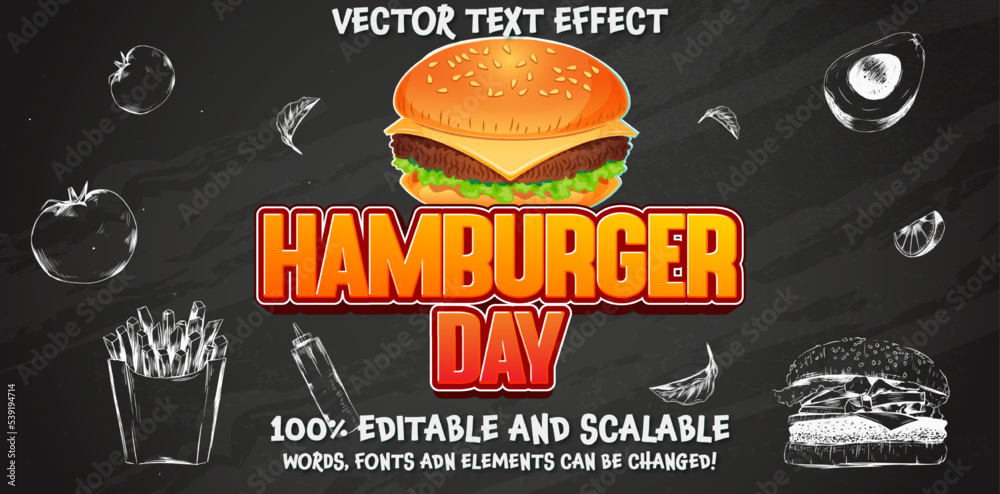 Hamburger day text, Sign or stamp, Social media template in black and ...